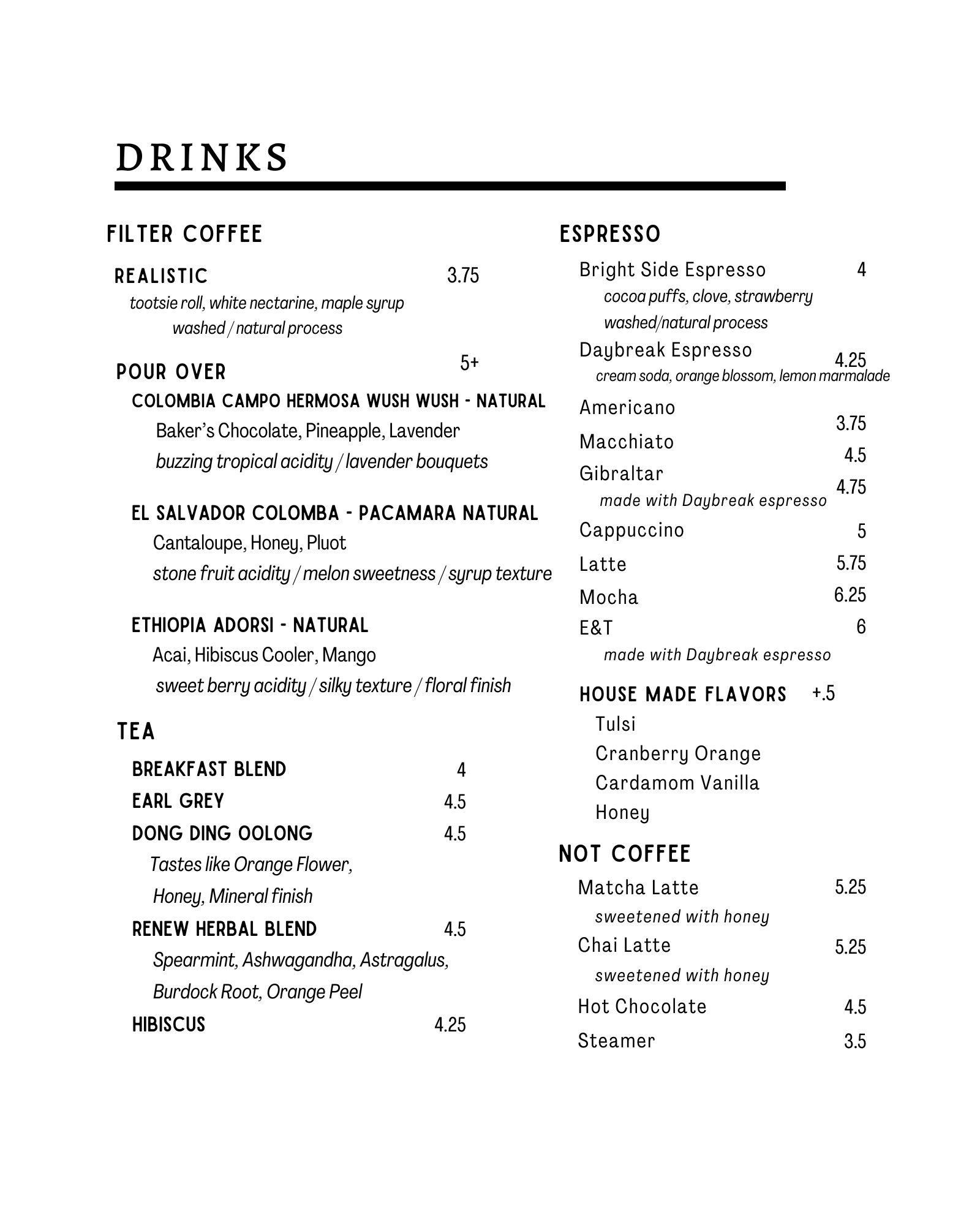 Naysayer Coffee Roasters - Shop menu