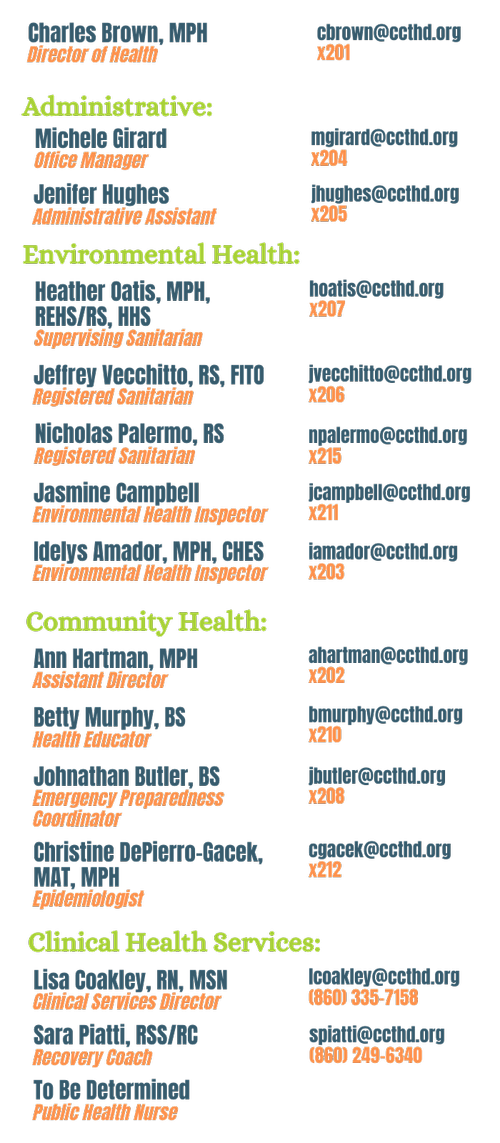 Staff Directory — Central Connecticut Health District
