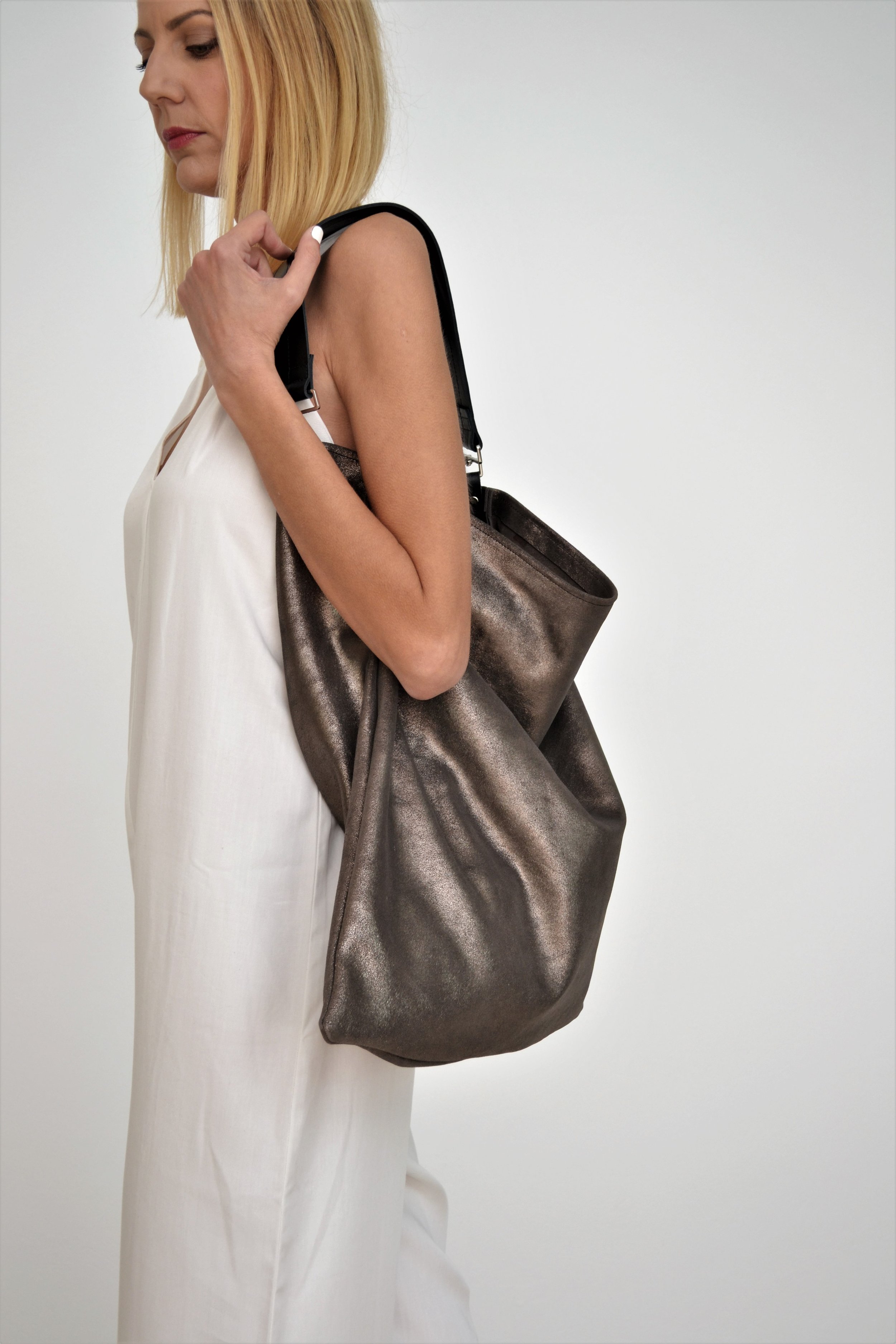 Anna sparkling bag in taupe — ANA KOUTSI
