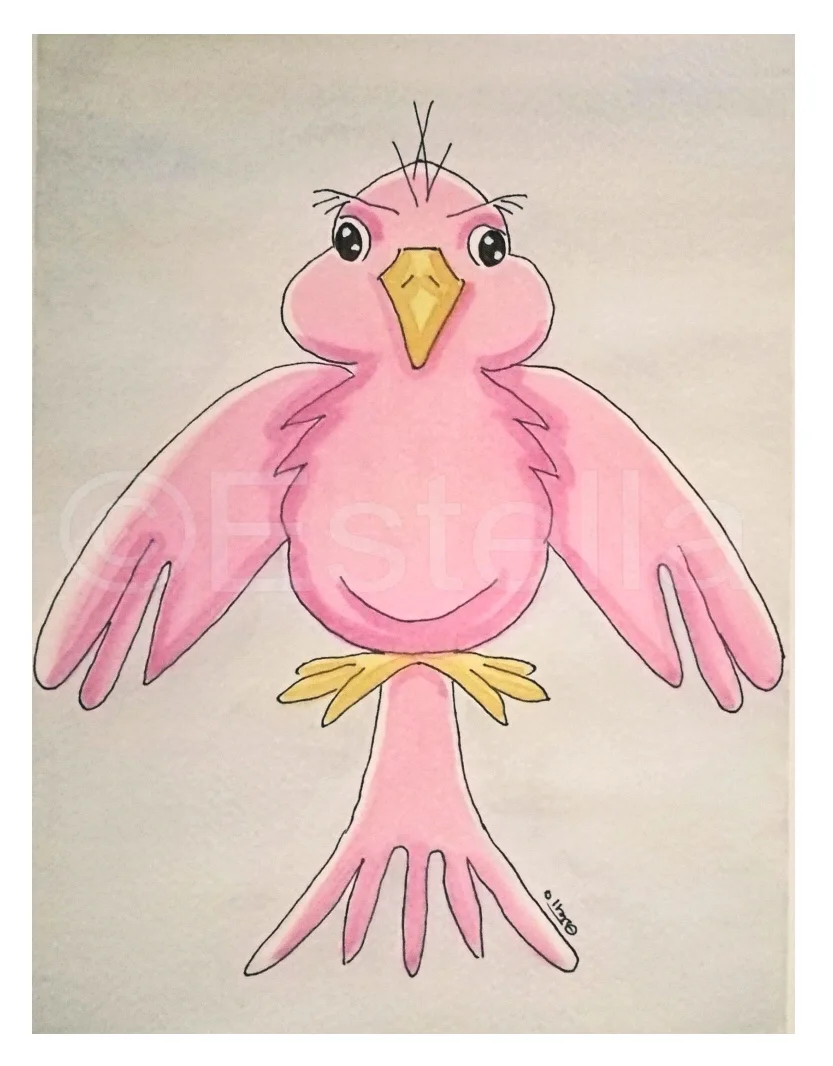 Pinky Bird - Watercolour and Ink on paper — Australian Artist Estella ...
