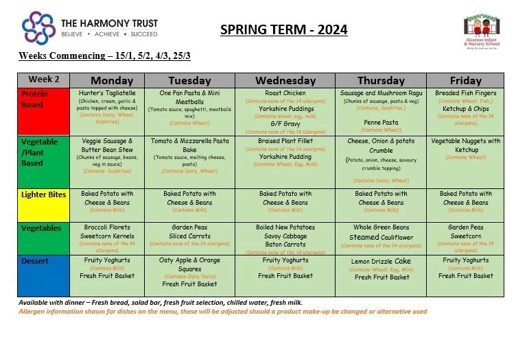 Lunch Menus — Alvaston Infant and Nursery School