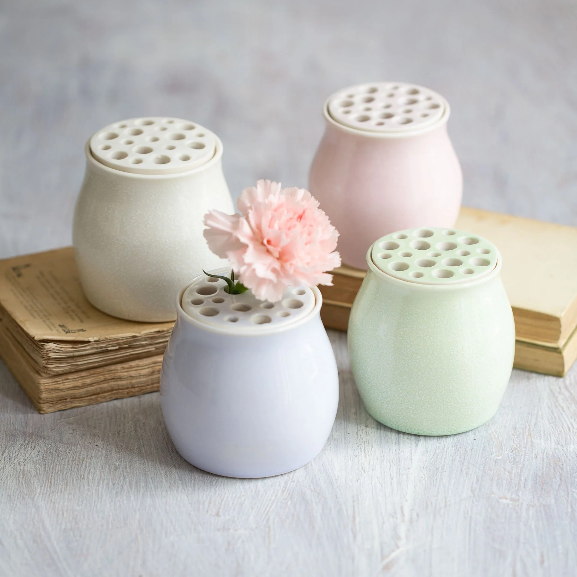 Beautiful hand-thrown ceramic vessels in porcelain clay with colours ...