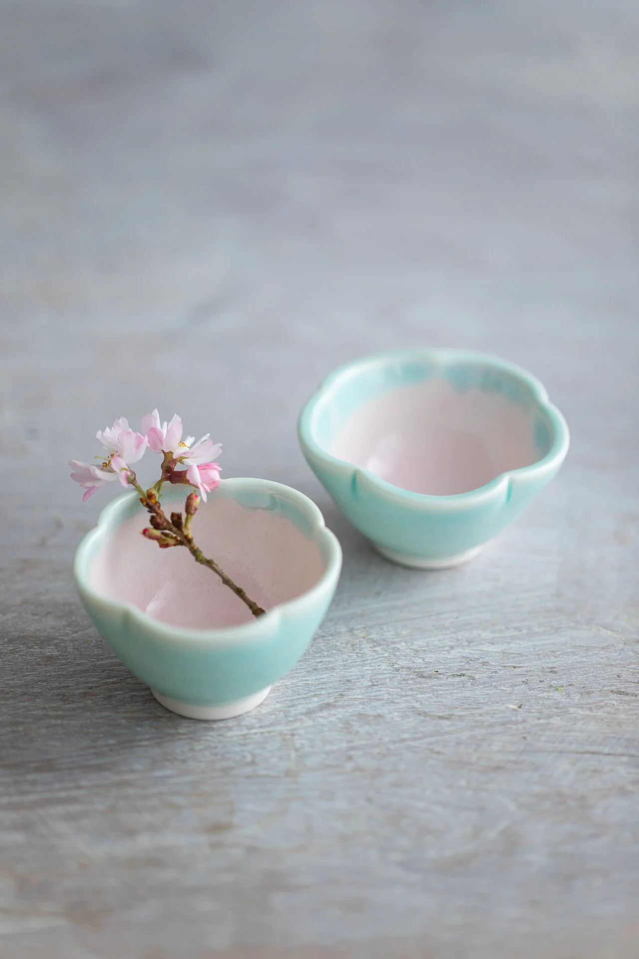 Beautiful hand-thrown ceramic vessels in porcelain clay with colours ...