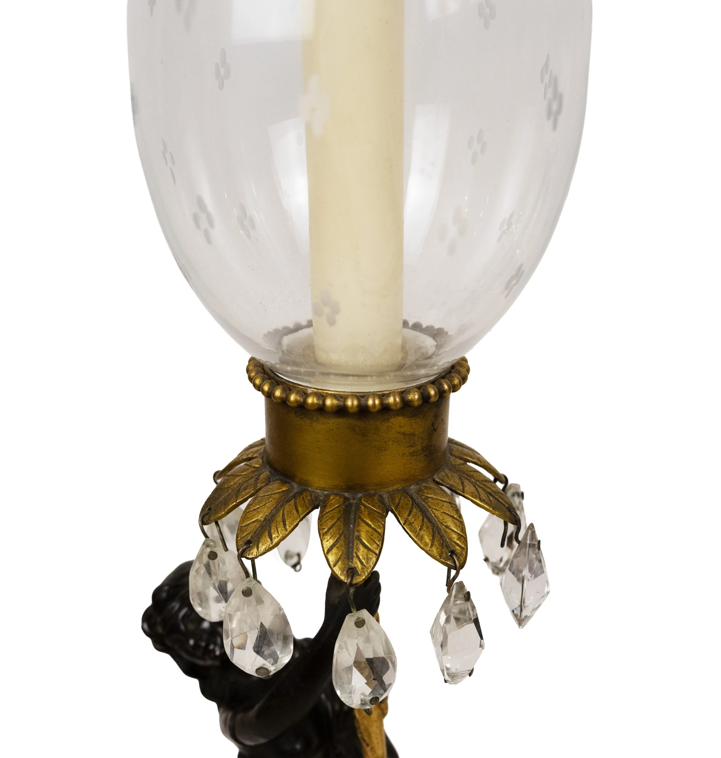 Pair of French Louis XVI-Style Candlesticks with Etched Hurricane ...