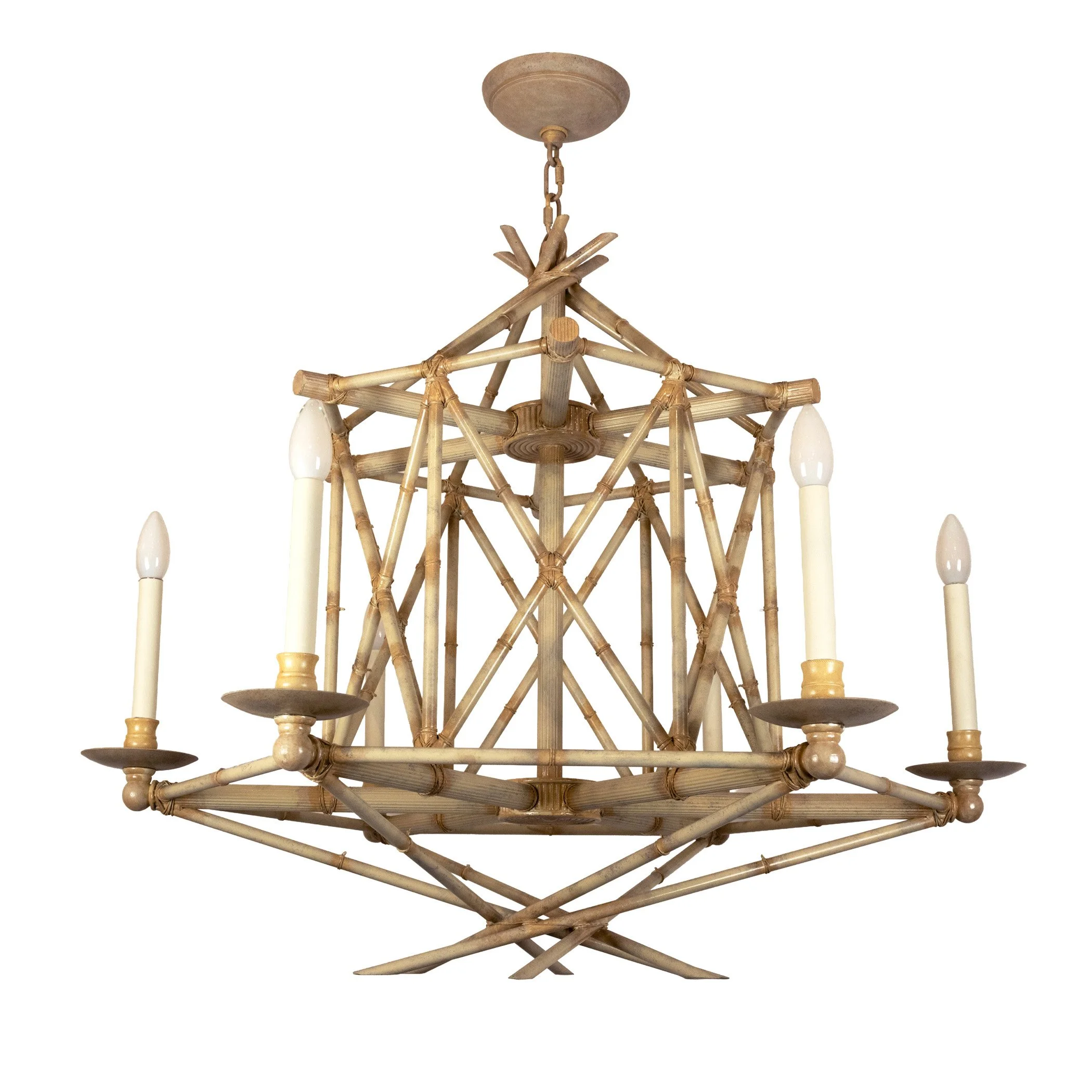 Six Light Bamboo Brûlé Chandelier — David Duncan Studio