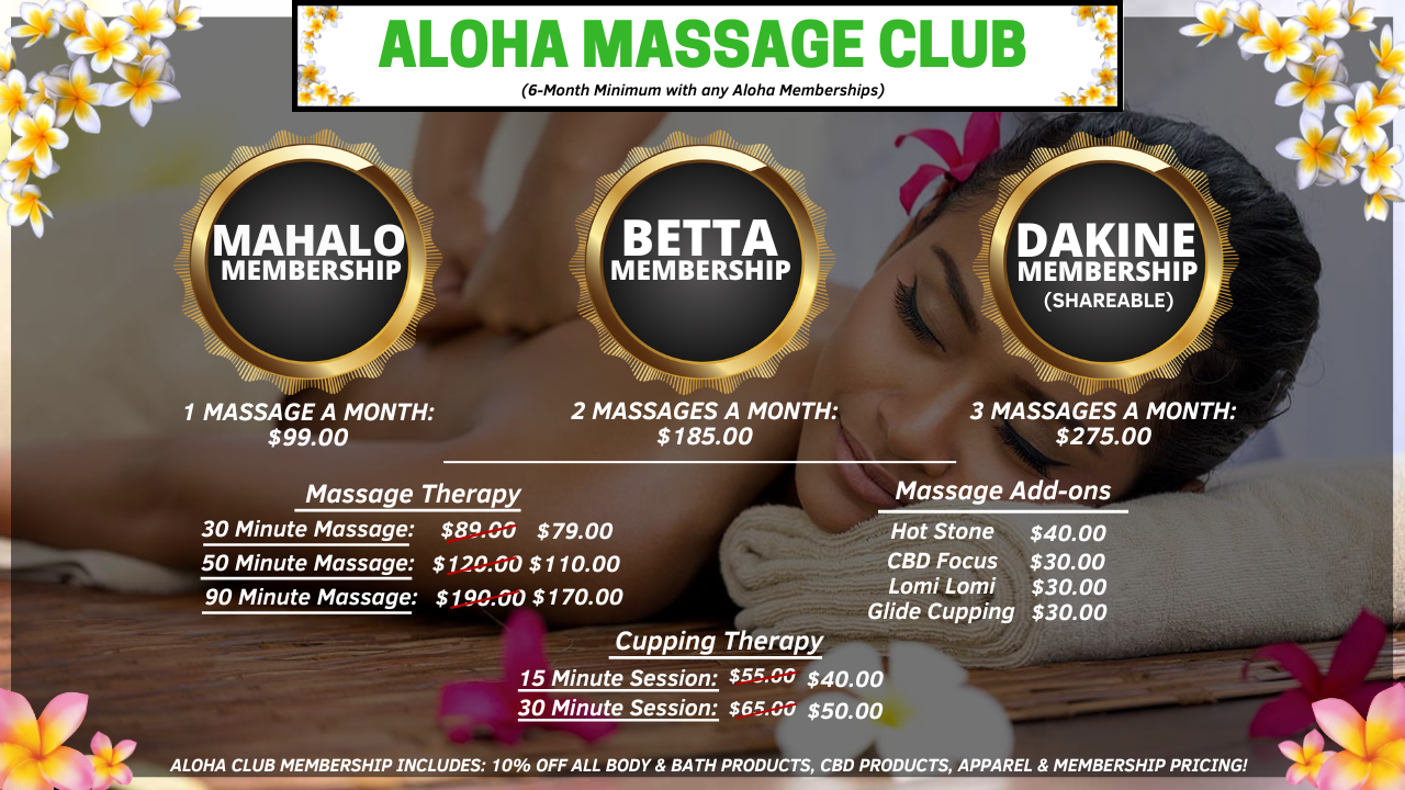 Ohana Massage Club Pricing — Ohana Wellness & Spa