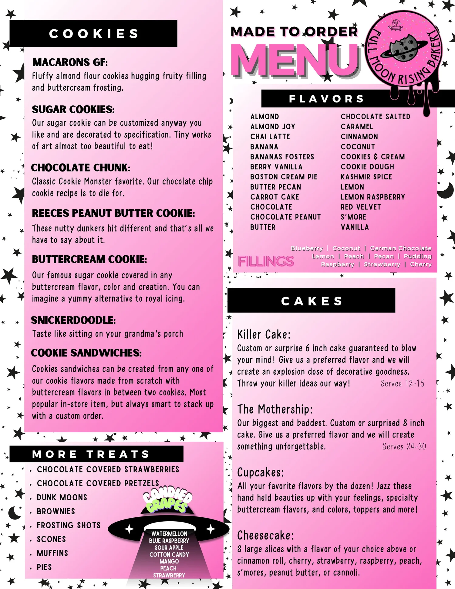 Our Menu — Full Moon Rising Bakery