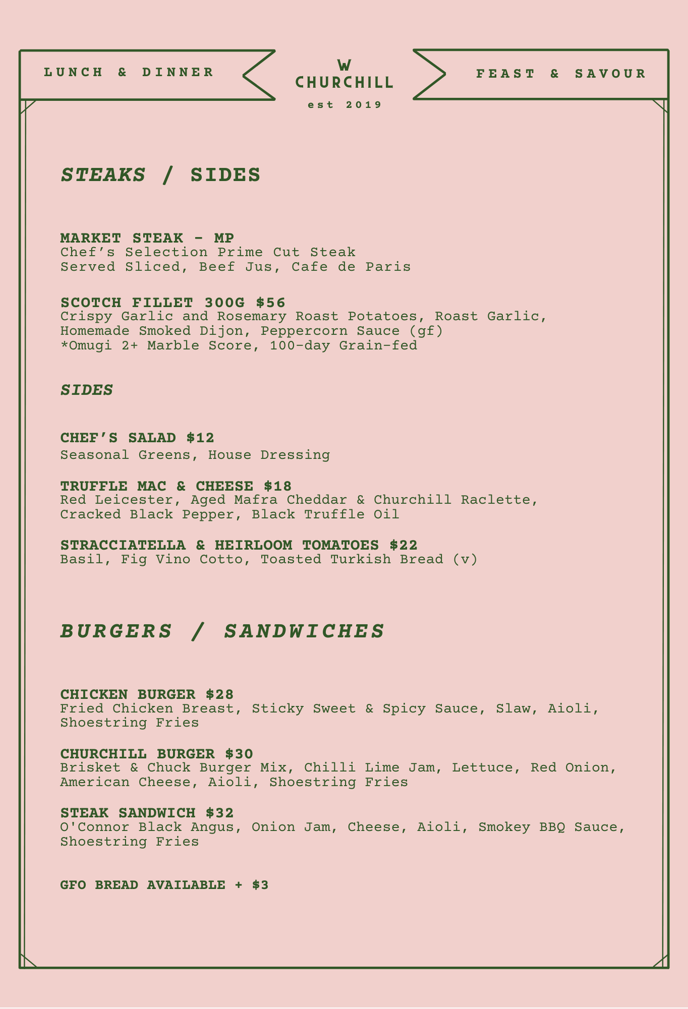 MENU — W Churchill