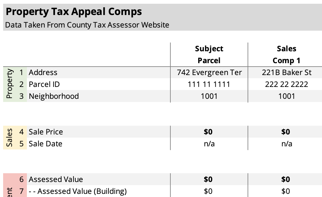 Free Property Tax Appeal Comps Worksheet Hallock Law LLC Property Free Property Tax Appeal Comps Worksheet Hallock Law LLC Property