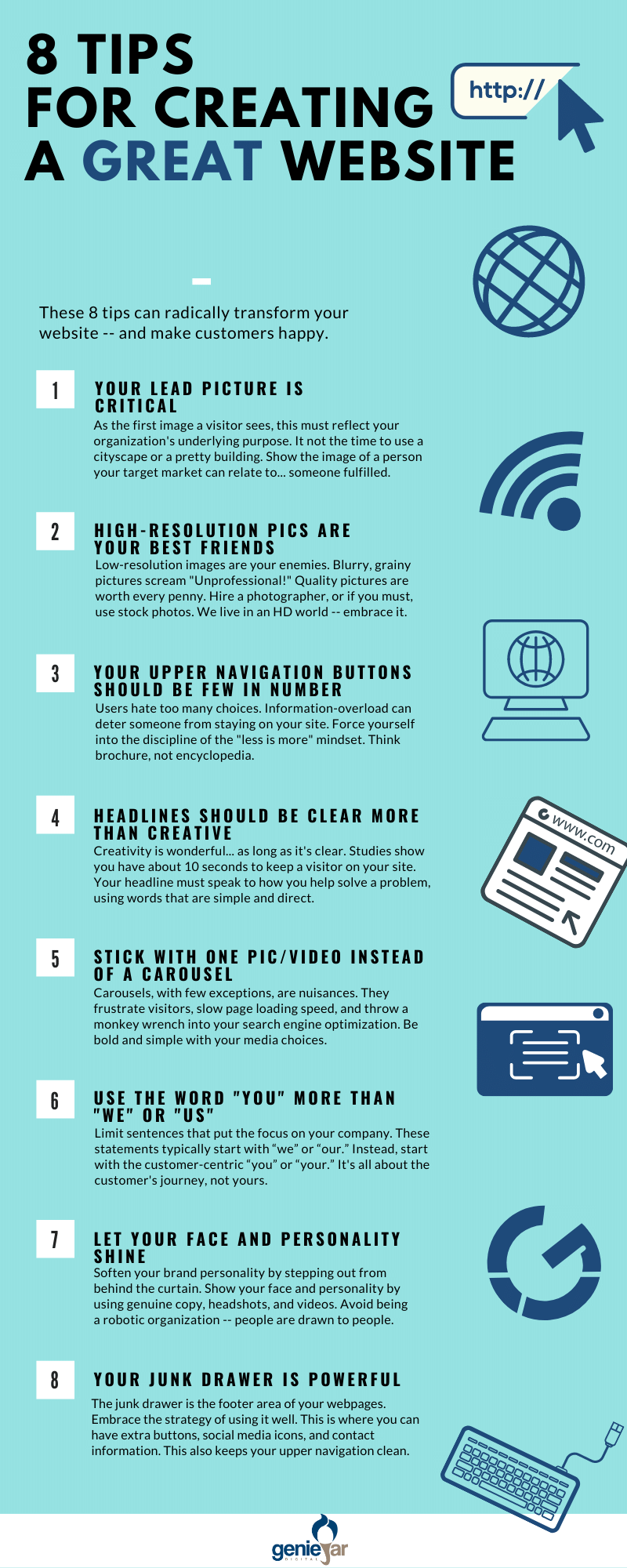 8 Tips For Creating A Great Website [INFOGRAPHIC] — Genie Jar Digital ...