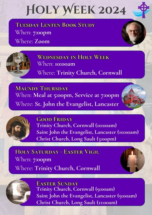Holy Week Schedule — The Area Parish of the St. Lawrence