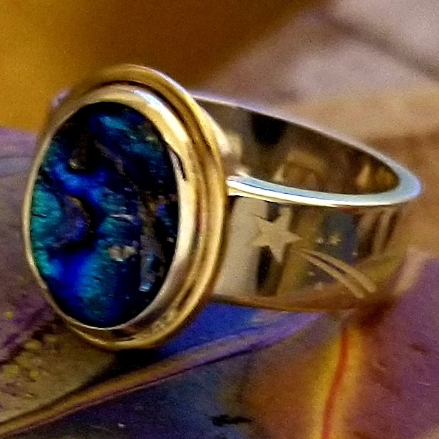 Cremation Art Glass 14k Yellow or White Gold Forever Memorial Ring ...