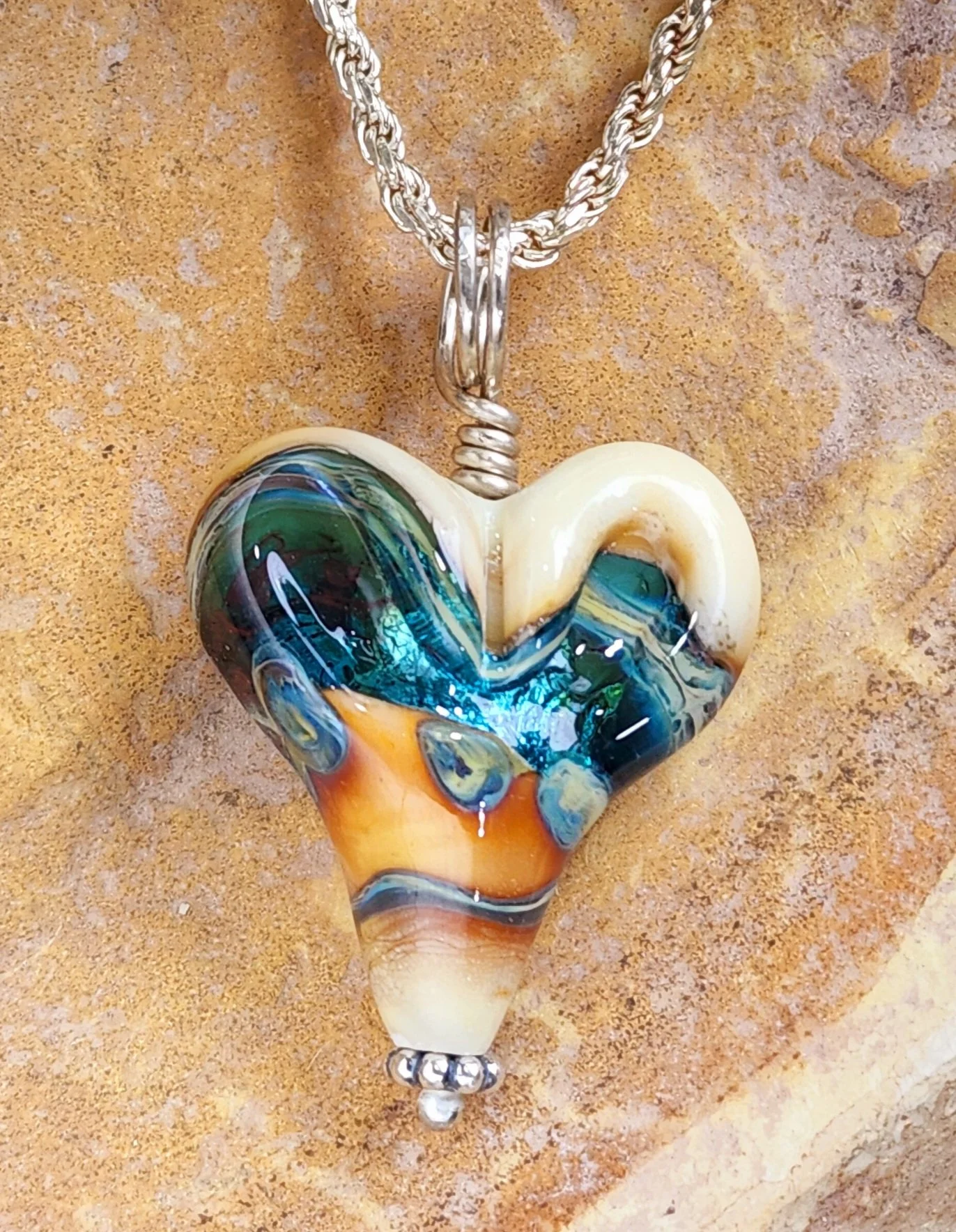Cremation Art Glass Trillium Heart Memorial Necklace — Over the Rainbow ...