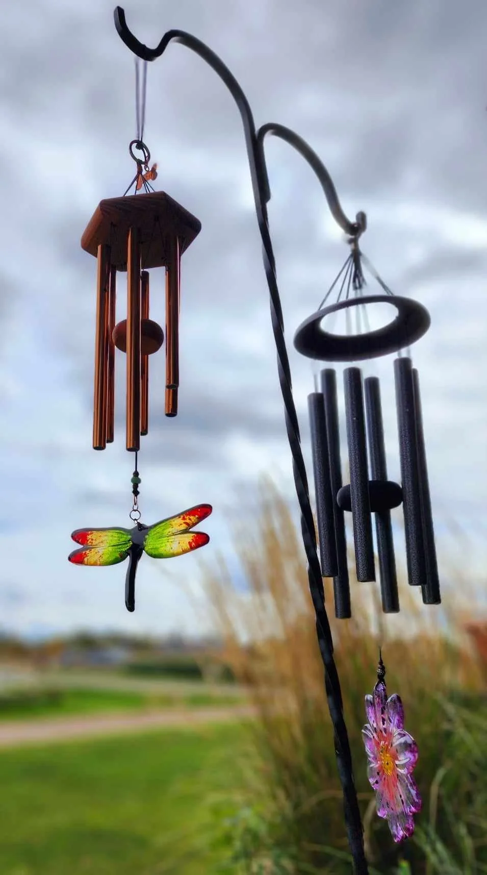 Large Garden Memorial Wind Chime with Custom Glass Medallion — Over the ...