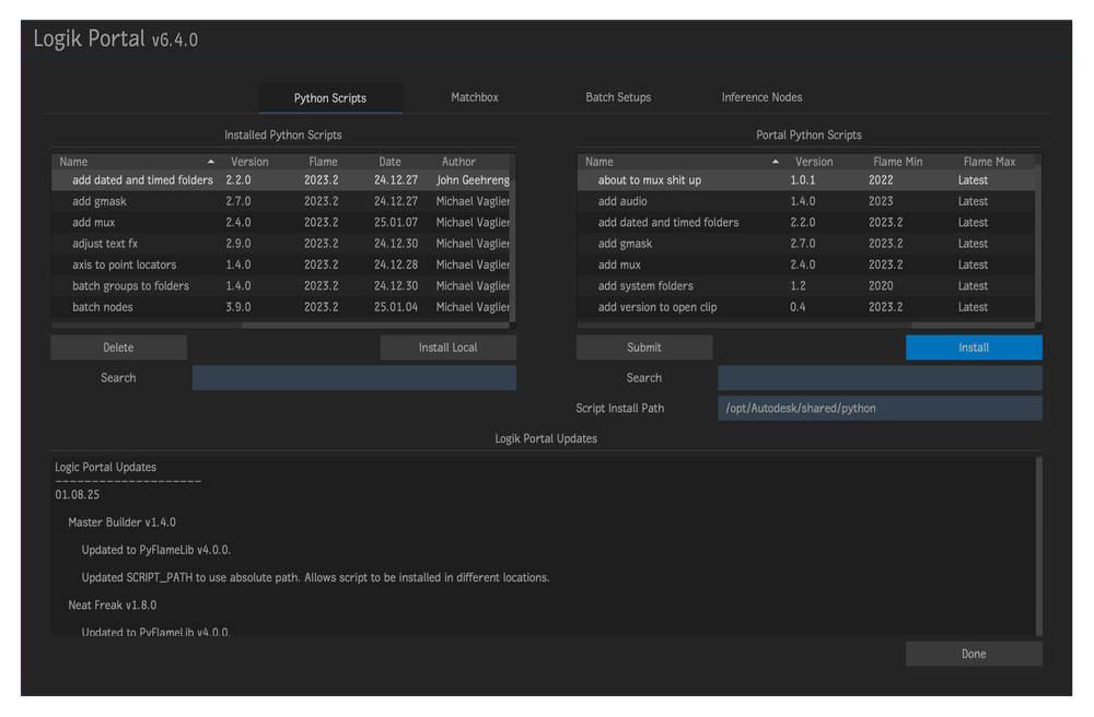 Logik Portal — Flame Python Scripts