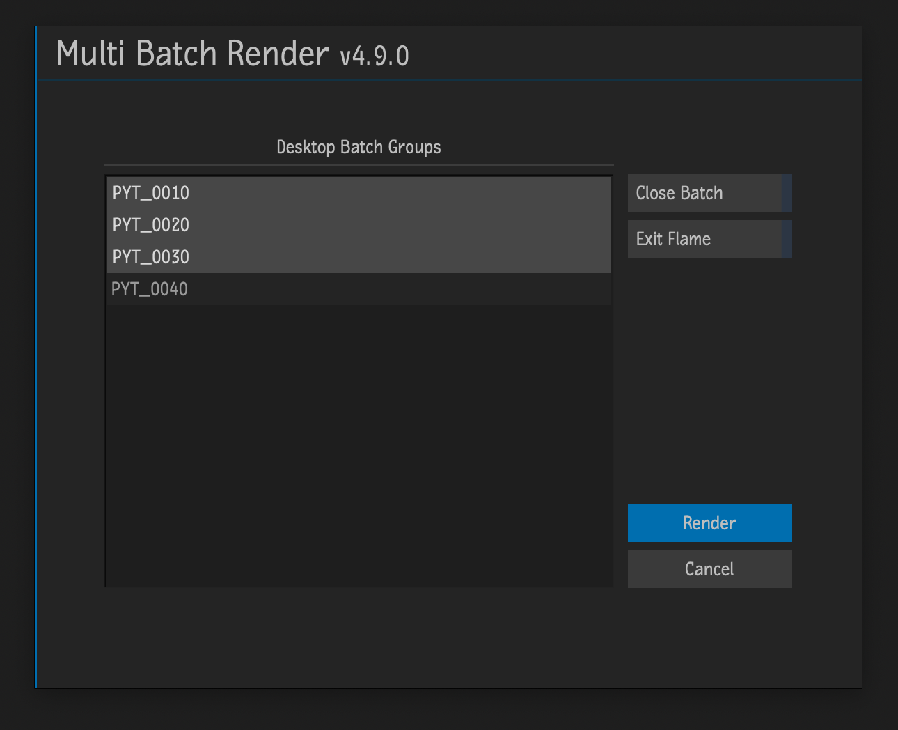 Multi Batch Render — Flame Python Scripts