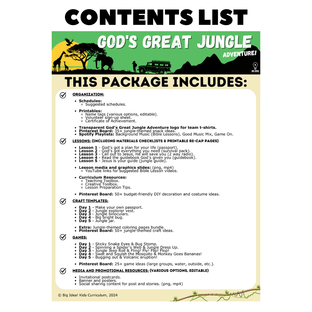 VBS, Vacation Bible School, Summer Camp, God's Great Jungle Adventure ...