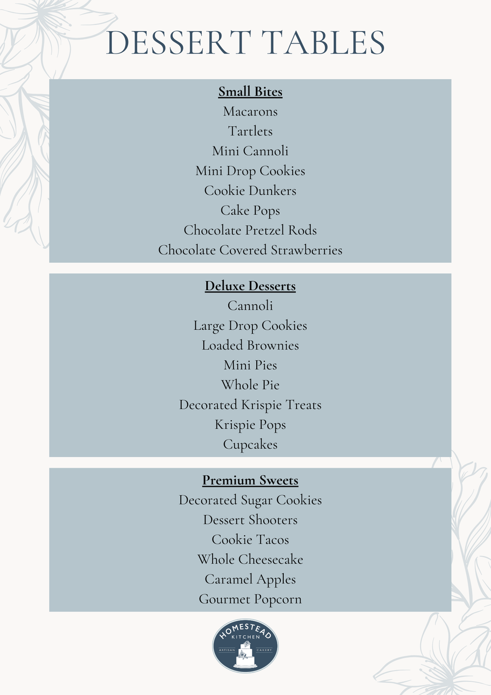 Dessert Tables — Homestead Kitchen LLC