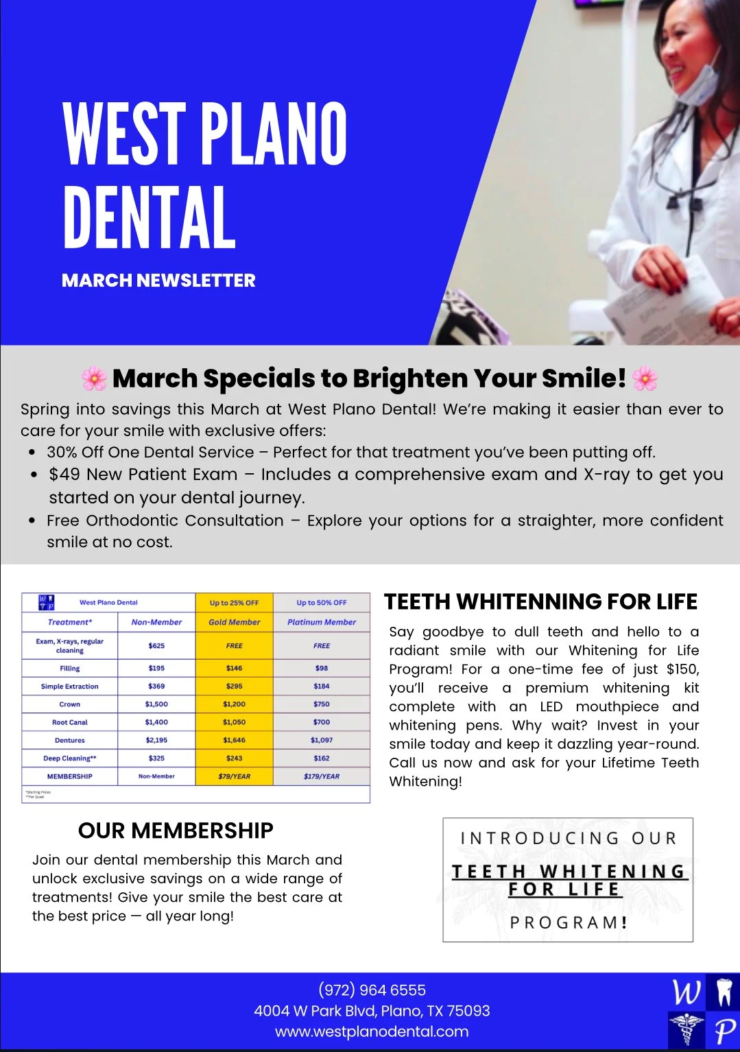 Monthly Newsletter — West Plano Dental