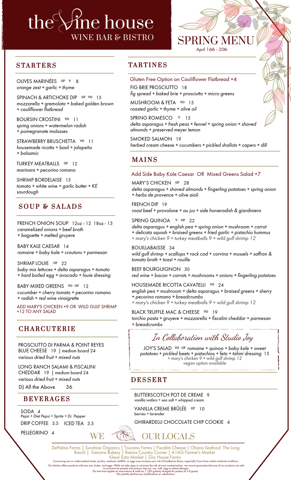 DINNER MENU — The Vine House