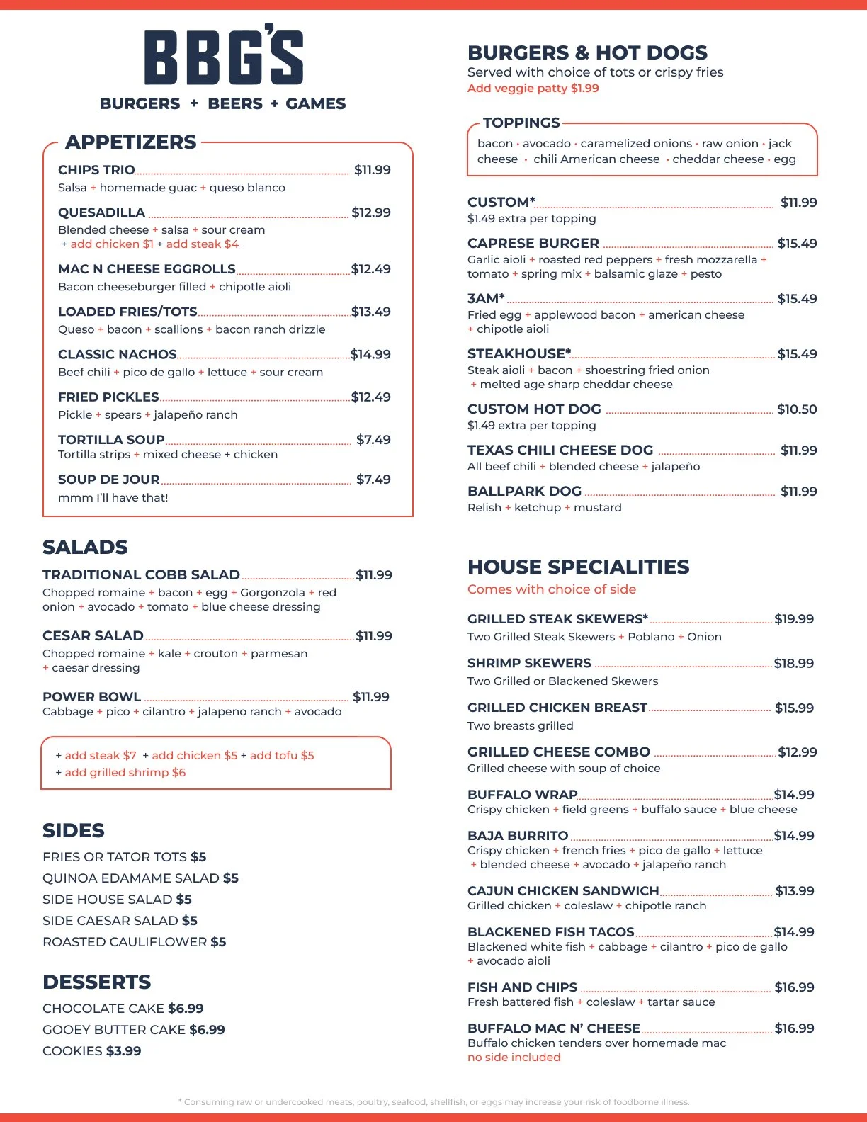 BBGs Menu | Burgers, Wings, & Beer | Austin Sports Bar