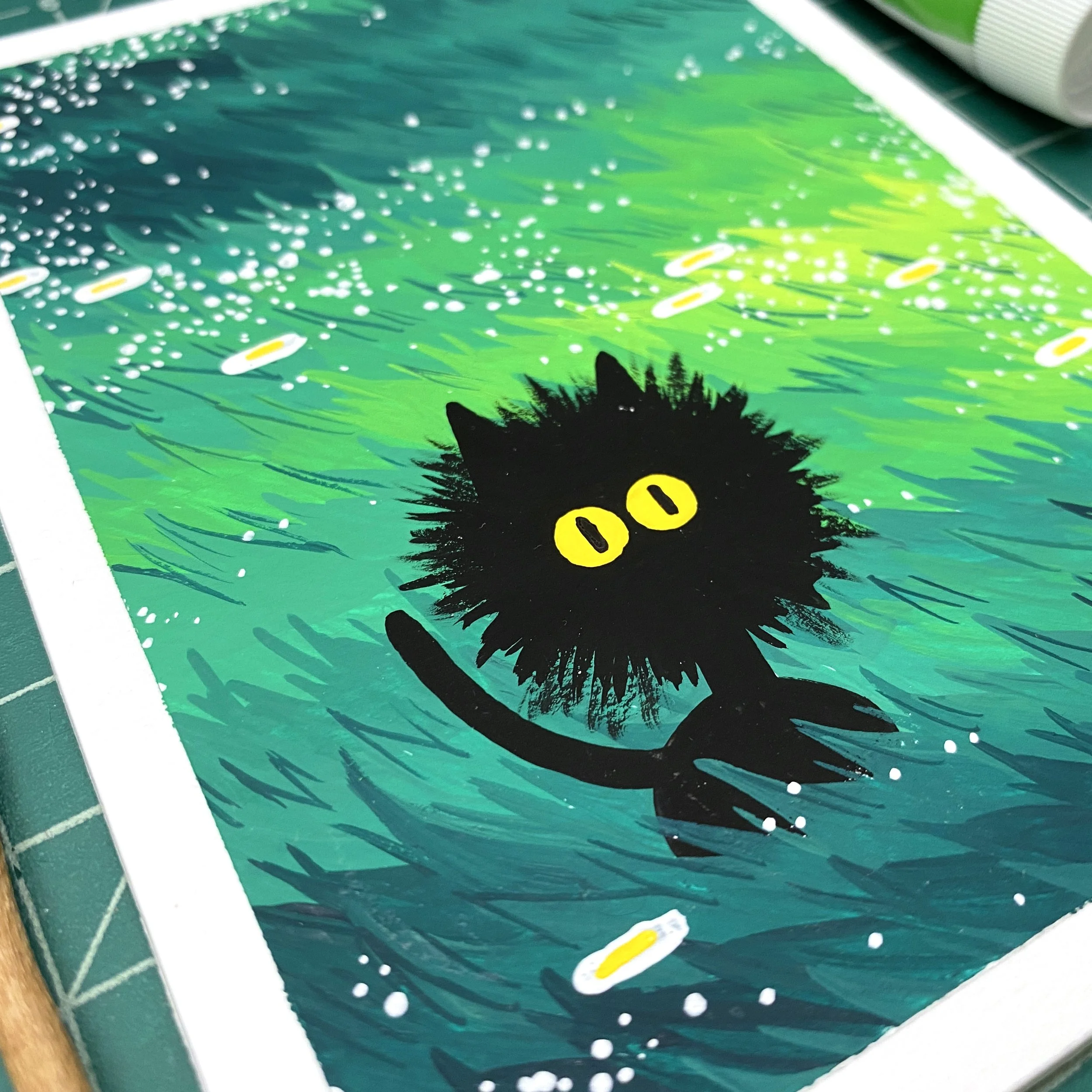 Poof Cat in Grass - Original Art (Copy) — Kasey Golden