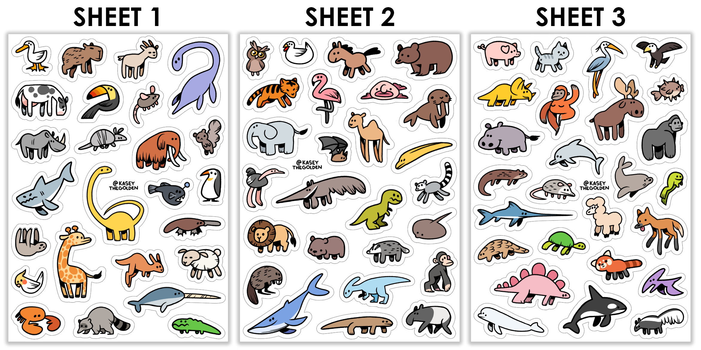 Animal Doodles - Sticker Sheets — Kasey Golden