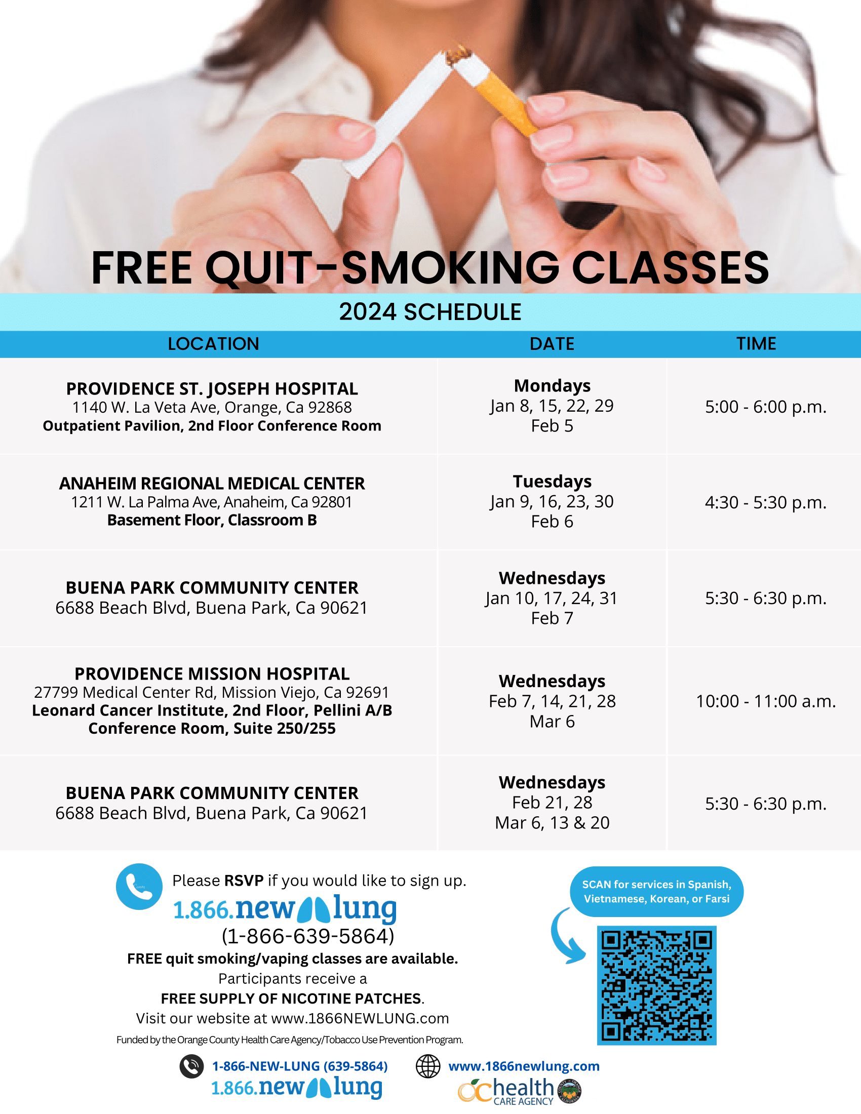 Class schedule — 1-866-NEW-LUNG