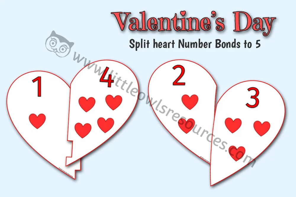 Valentine's Day: Number Bonds to 5 Hearts | EYFS & KS1 Puzzles — Little ...