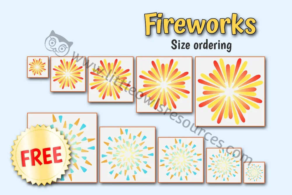 FREE Fireworks: Size Ordering Cards Activity | EYFS Printables — Little ...