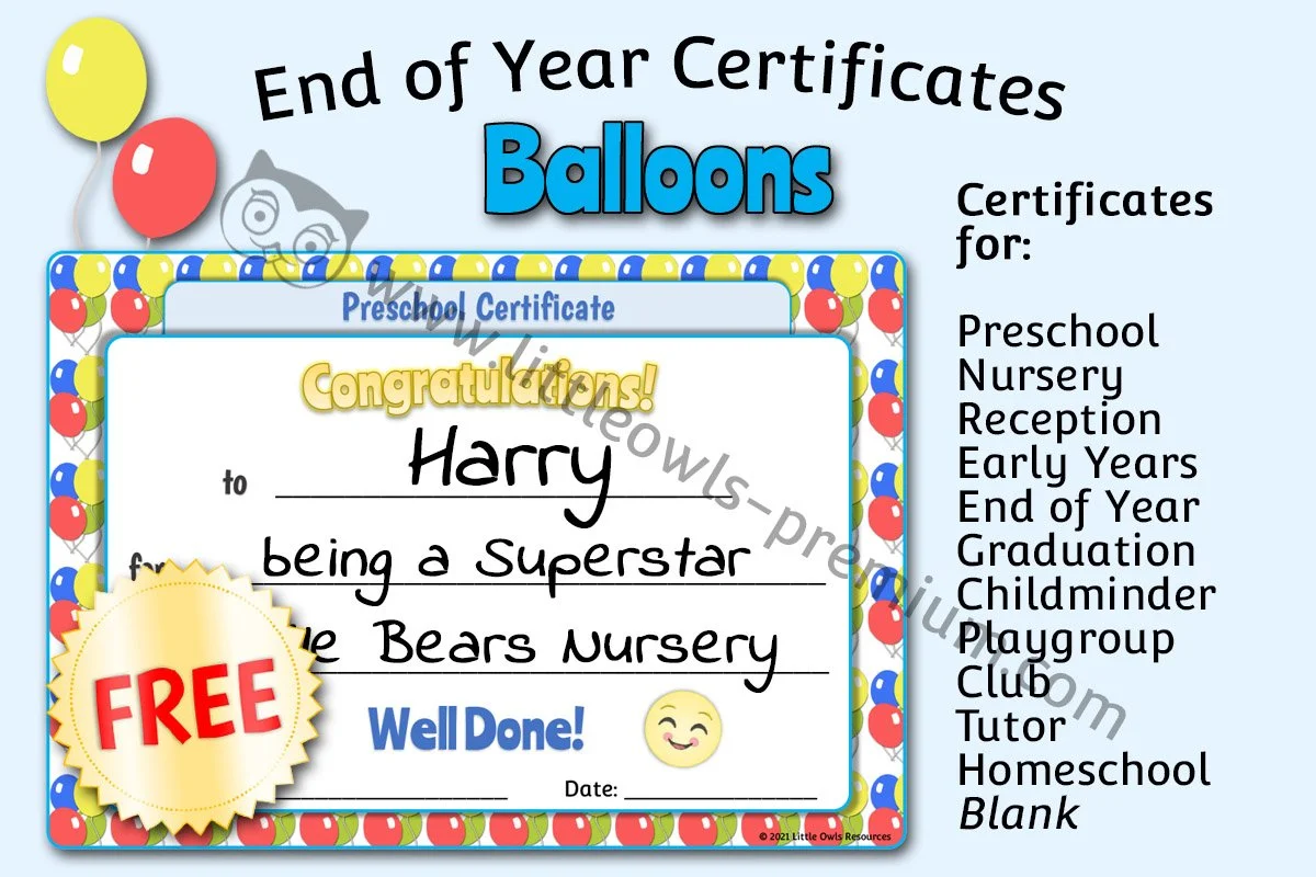 Free and Premium 'Certificates' Early Years (EYFS) Editable printable ...