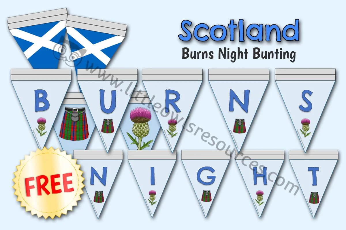 FREE Burns Night: Scottish Bunting Display | EYFS & KS1 Printable ...