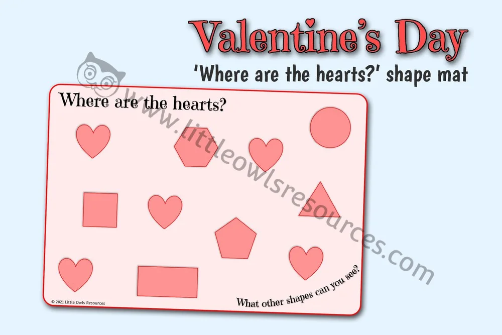 Valentine's Day: Where are the Hearts? Activity Mat | EYFS Printables ...