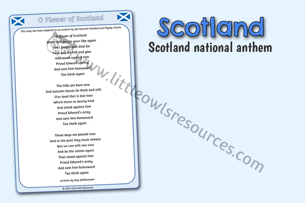Scottish Anthem: 'O Flower Of Scotland' Words | EYFS & KS1 Printables ...