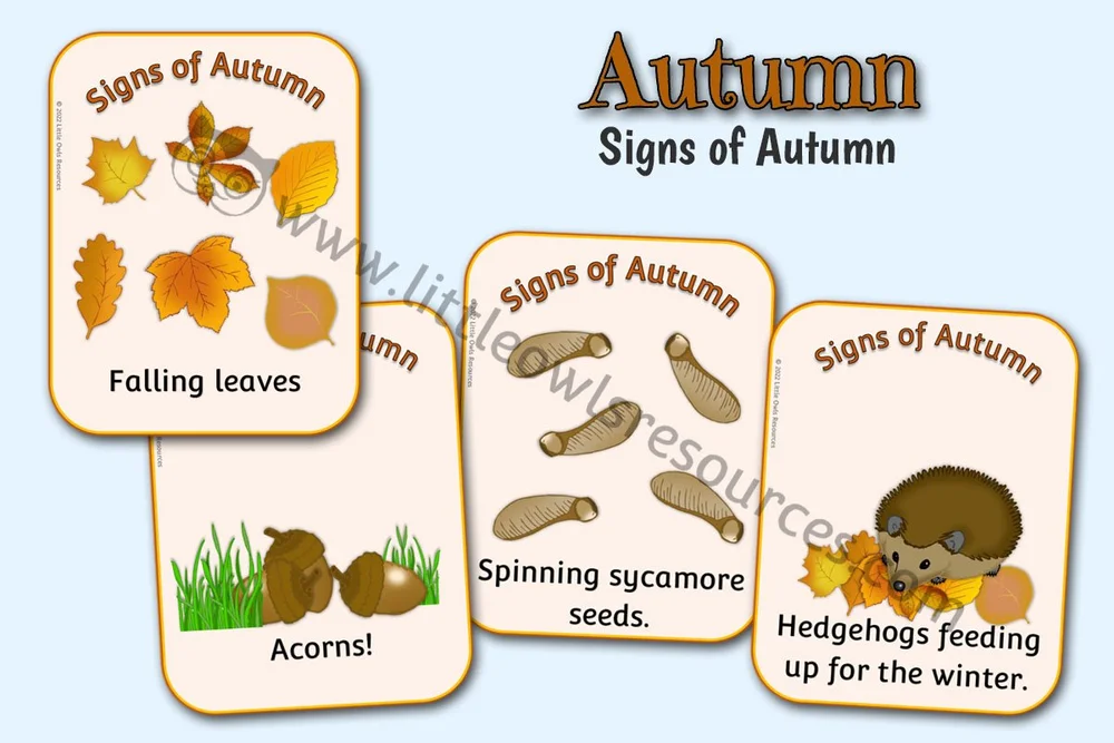 'Signs of Autumn' Poster Cards | EYFS & KS1 Activity Prompts & Display ...