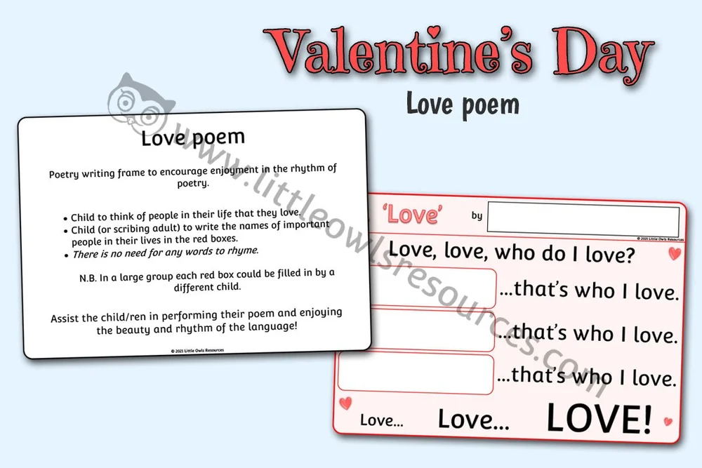 Valentine's Day: Love Poem Template | EYFS Printable Activity — Little ...