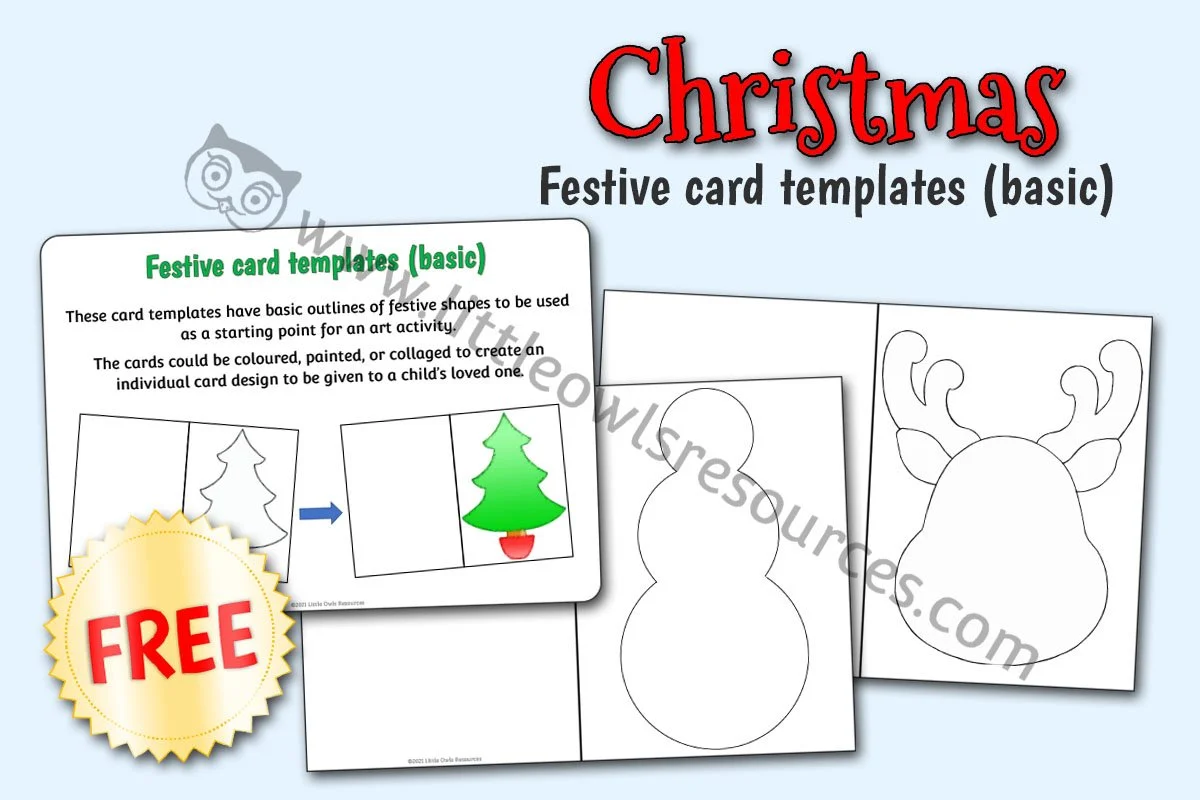 FREE Christmas Card: Festive Outline Templates | EYFS & KS1 Printables ...