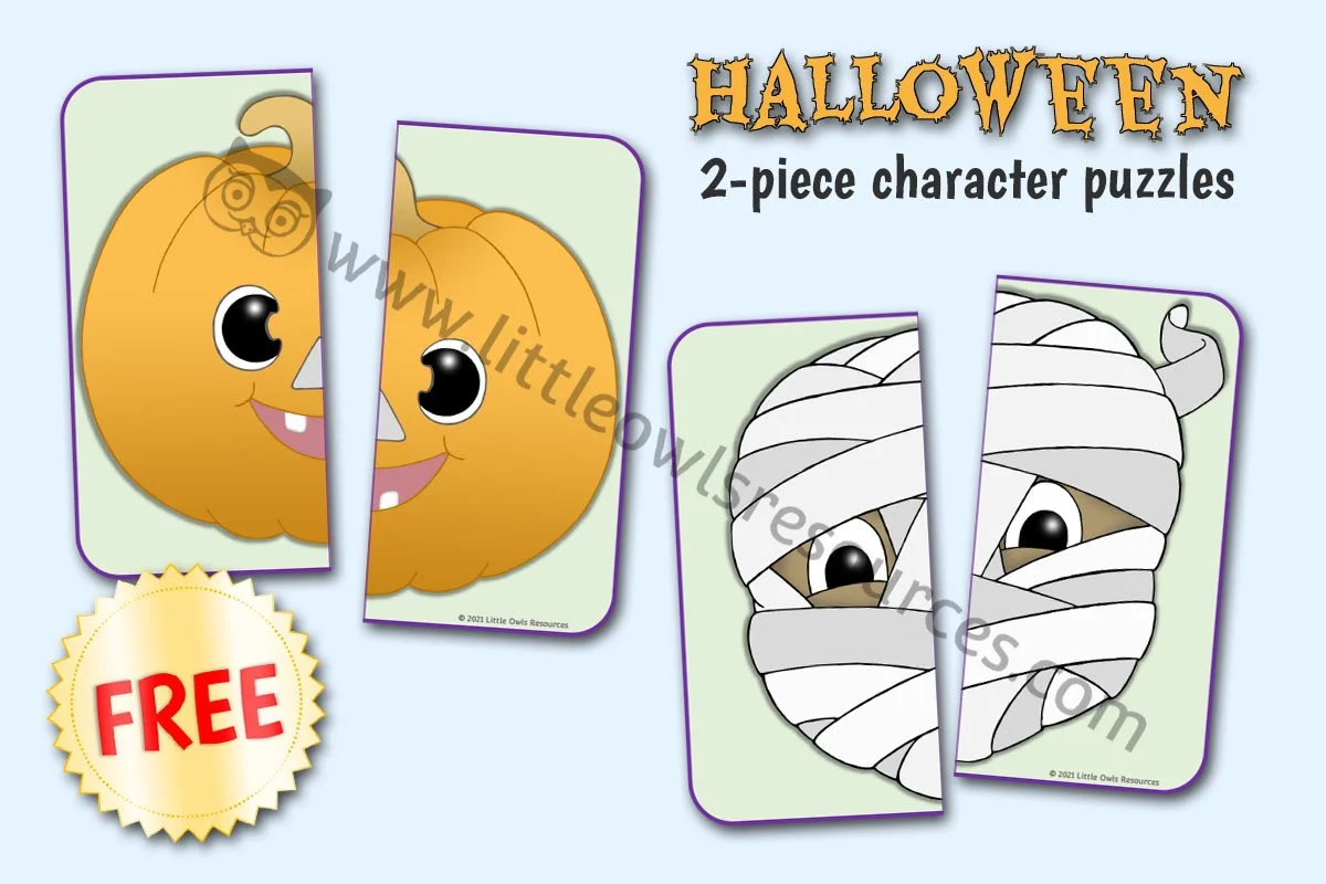 FREE Halloween Character: 2-Piece Puzzles Activity | EYFS Printables ...