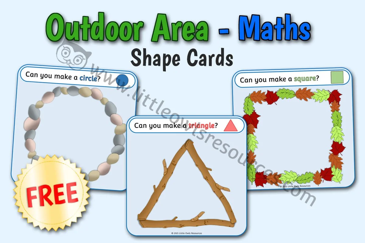 FREE Outdoor Area Maths: Natural Items Shape Cards | EYFS & KS1 ...