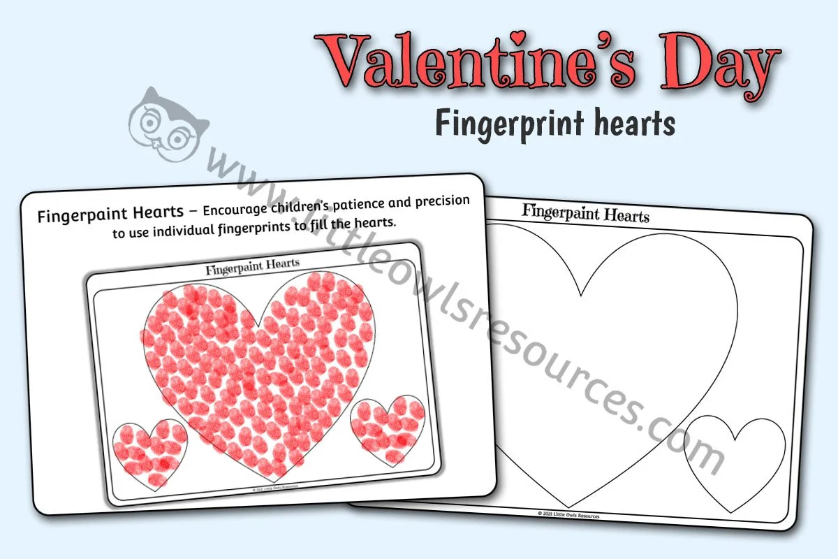 Valentine's Day: Finger Painting Hearts Activity | EYFS Printables ...