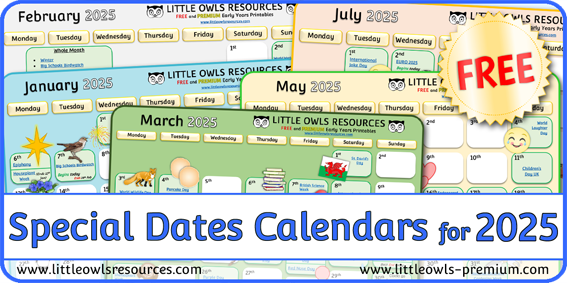 Special Dates Calendar - Early Years/EYFS/Preschool Festivals ...