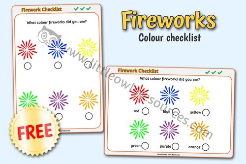 FREE Fireworks: Colour Checklist Activity | EYFS Printables — Little ...