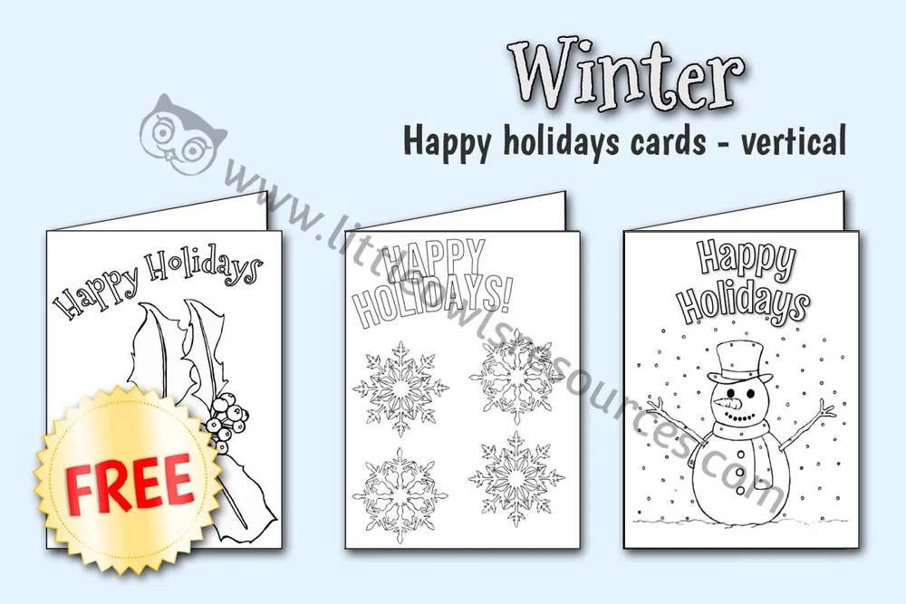 FREE Winter: 'Happy Holidays' Card Templates | EYFS & KS1 Craft ...