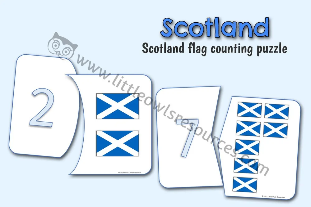 Scottish Saltire Flag Counting Puzzles Activity Game | EYFS Printables ...