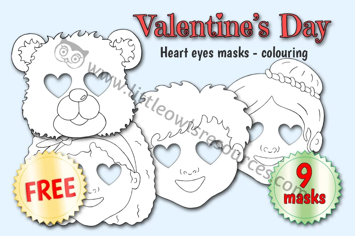 FREE Valentine's Day: Heart Eyes Masks (Colouring) | EYFS & KS1 ...