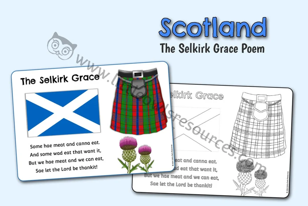 'The Selkirk Grace' Poem (Poster and Colouring) | EYFS & KS1 Printables ...