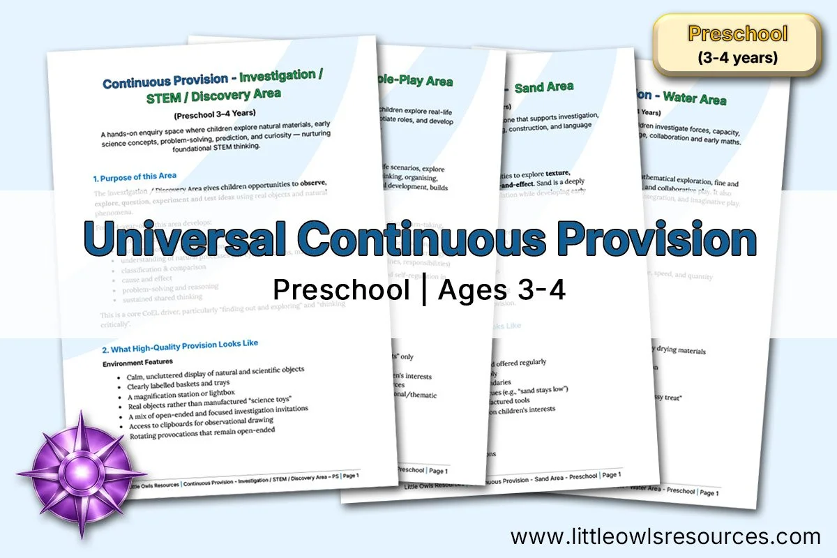 Universal Continuous Provision Pack | Preschool 3–4 Years — Little Owls ...
