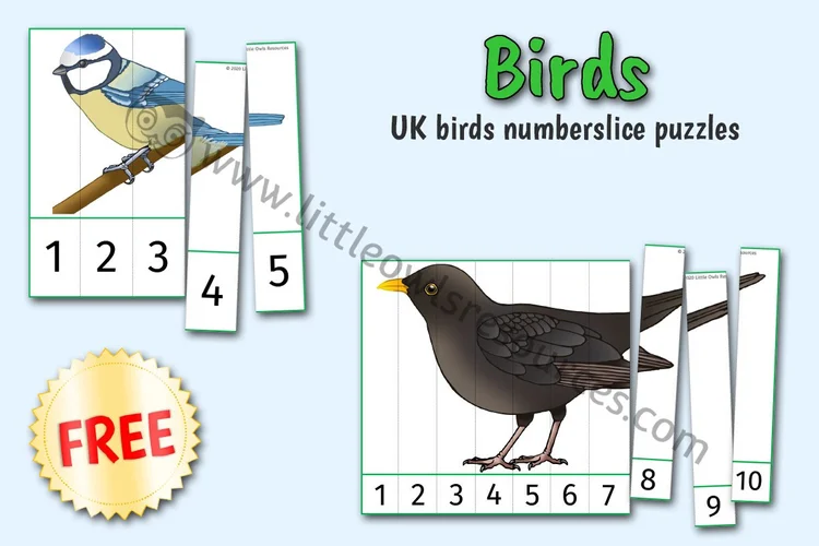FREE UK Birds: Number Slice Puzzle Activity | EYFS Printables — Little ...