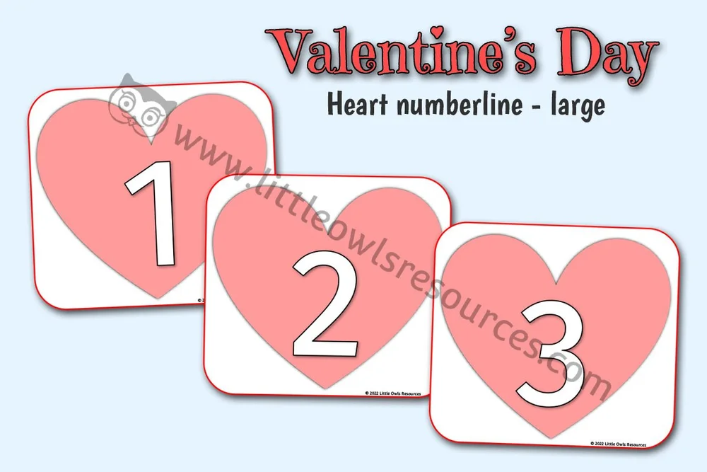 Valentine's Day: Heart Number Cards (Large) | EYFS & KS1 Printables ...