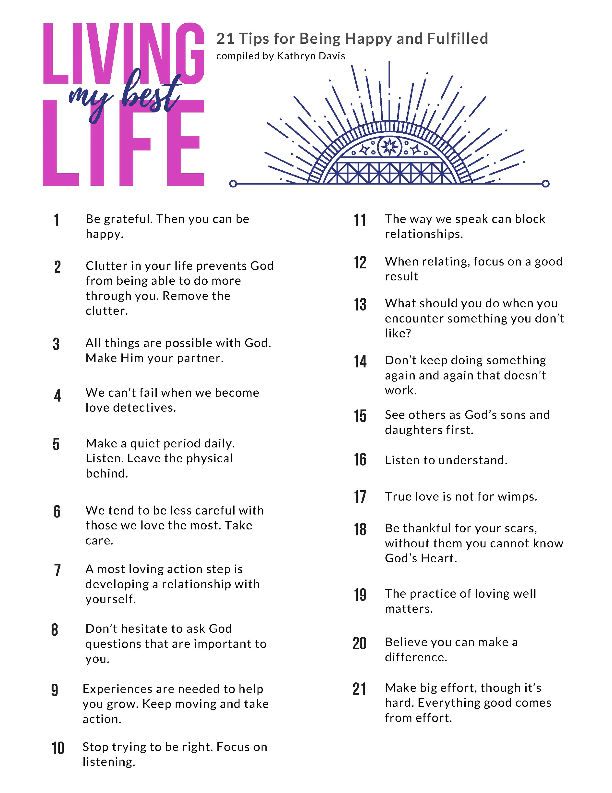 LIVING MY BEST LIFE: 21 TIPS FOR BEING HAPPY AND FULFILLED — Women's ...